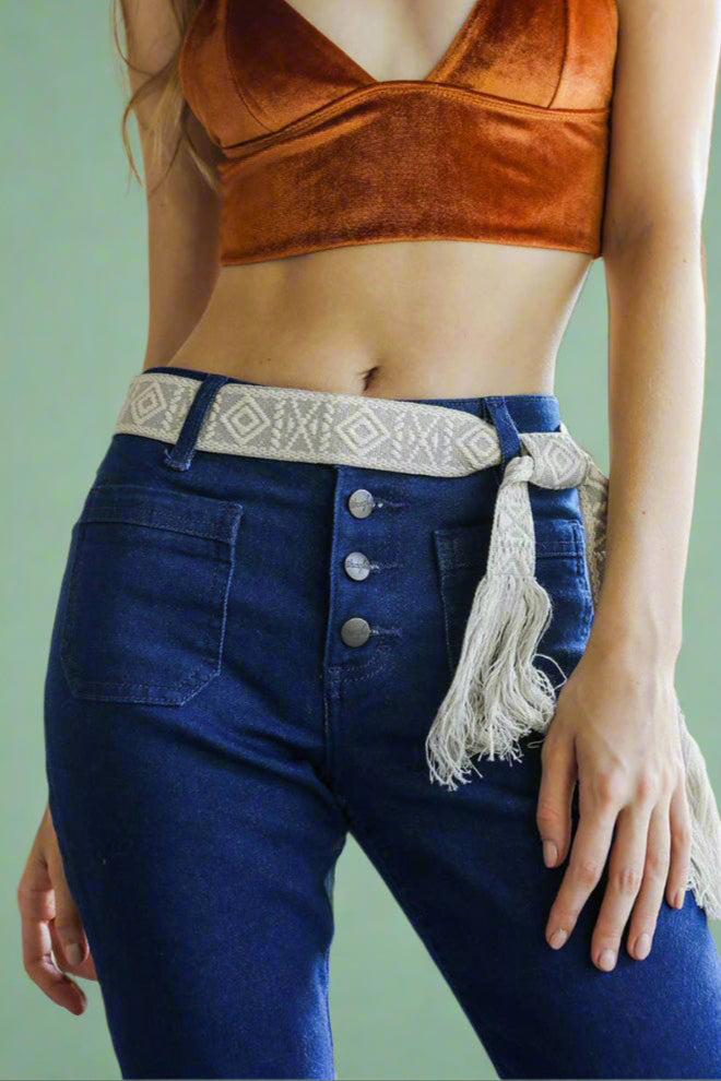 Bohemian Aztec Waist Belt - Natural Fray 100% Cotton Leto Accessories ...