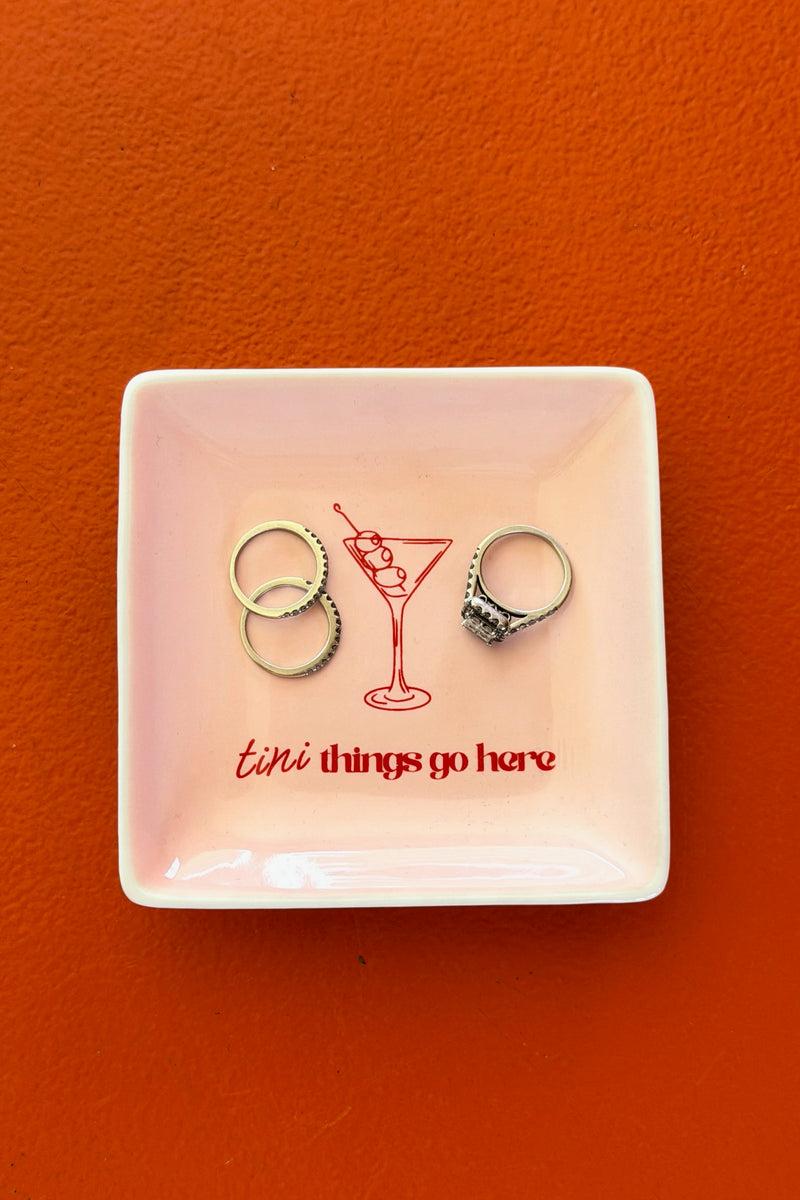 Trinket Tray - Tini Things Go Here Ring Tray Holder Dish Pink Glossy – Spot