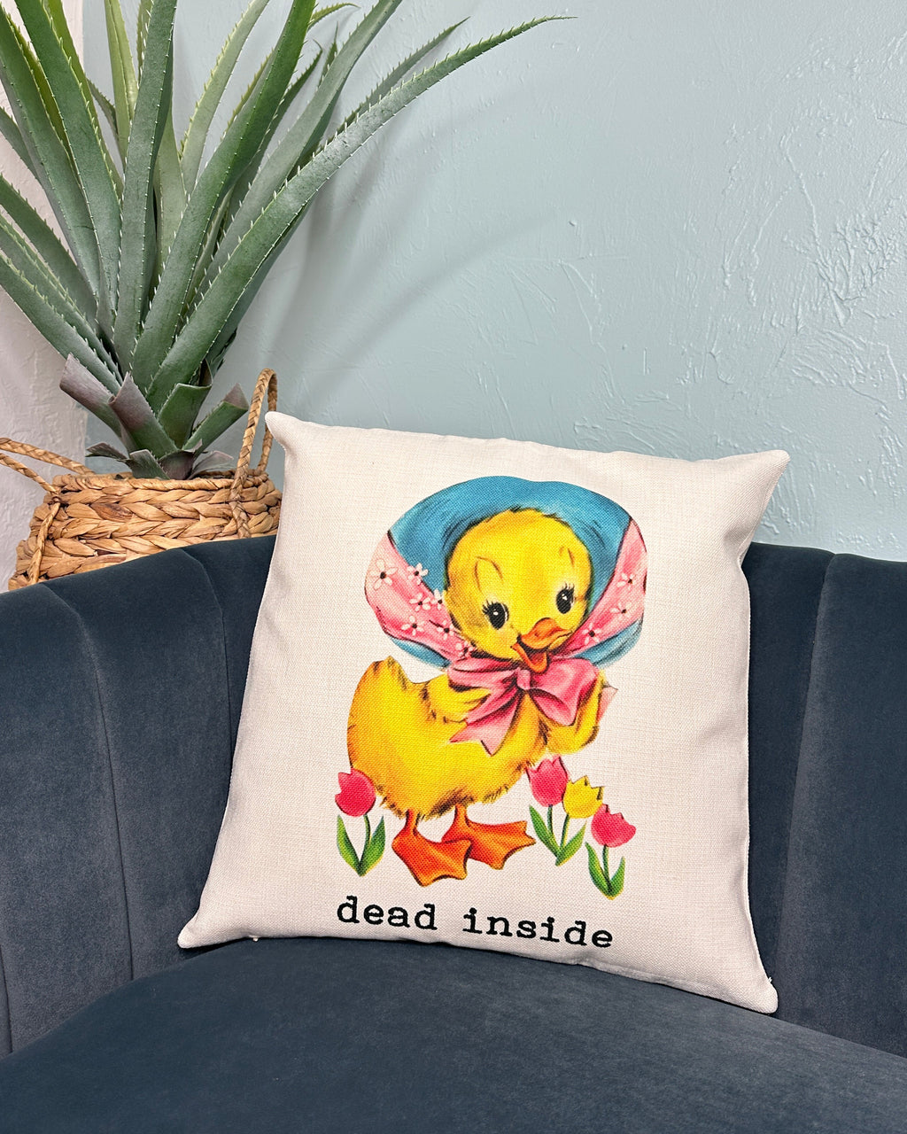 Dead Inside Vintage Pillow Mugsby Funny Home Decor Humor Square Throw ...