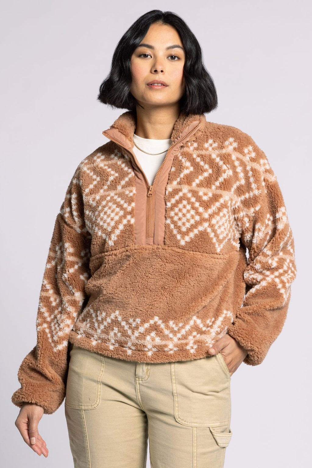 Mari Pullover - Cafe Au Lait Sweatshirt Brown Aztec Thread & Supply – Spot