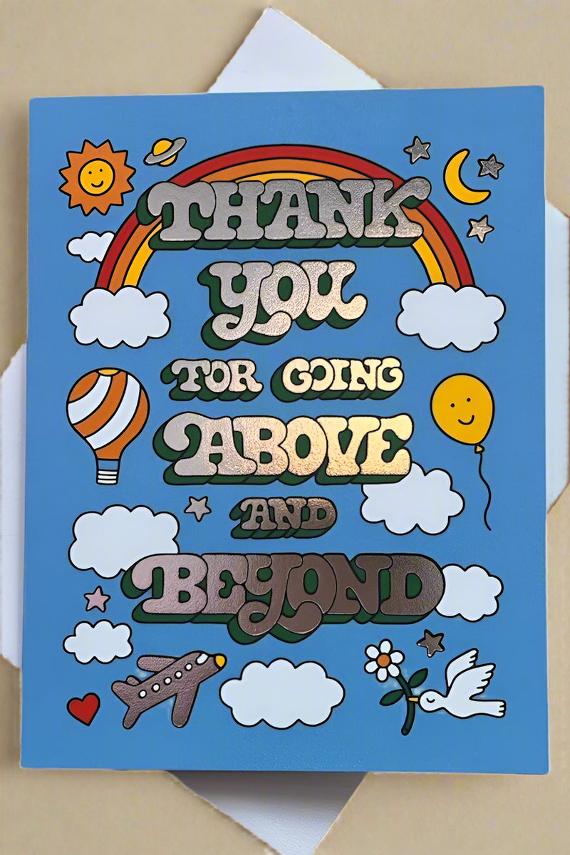 Thank You - Above And Beyond The Social Type Greeting Card Silver Blue ...